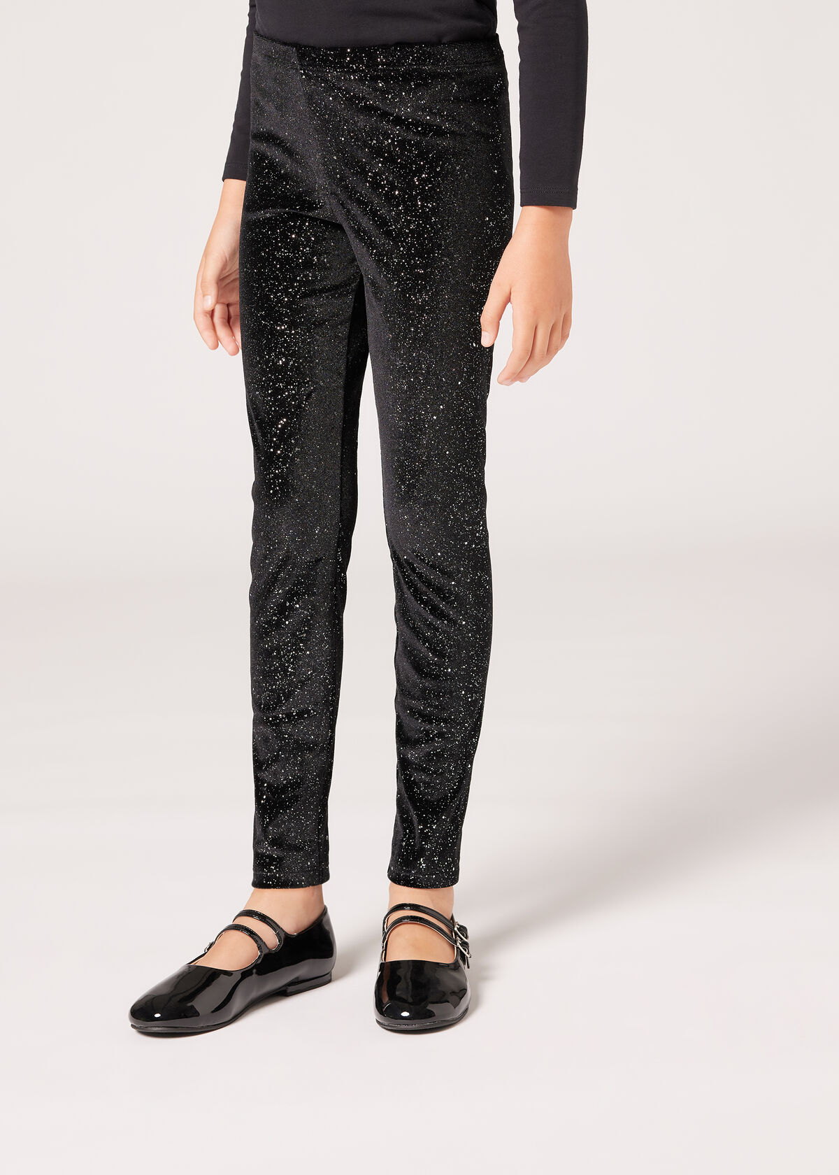 Girls’ Glitter Velvet Leggings - Calzedonia