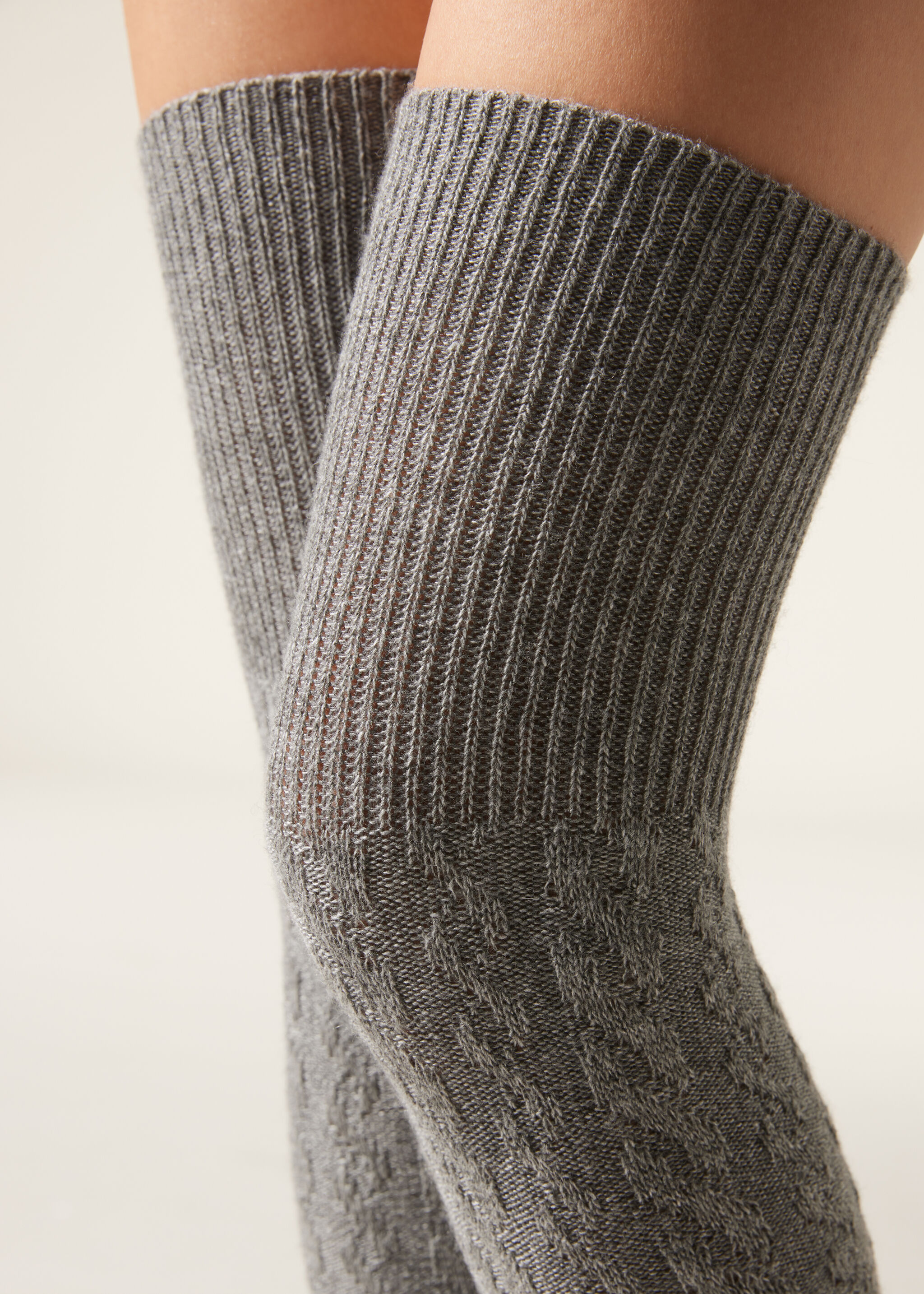 Over-the-Knee Patterned Cashmere Socks - Calzedonia