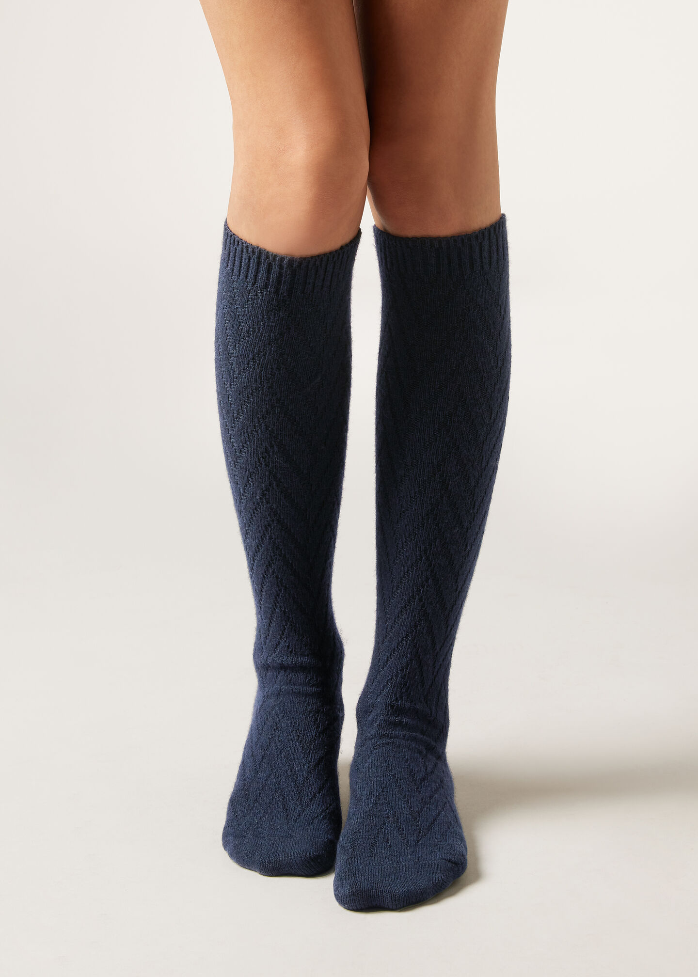 Meias Altas com Caxemira Padrão Chevron - Meias altas - Calzedonia