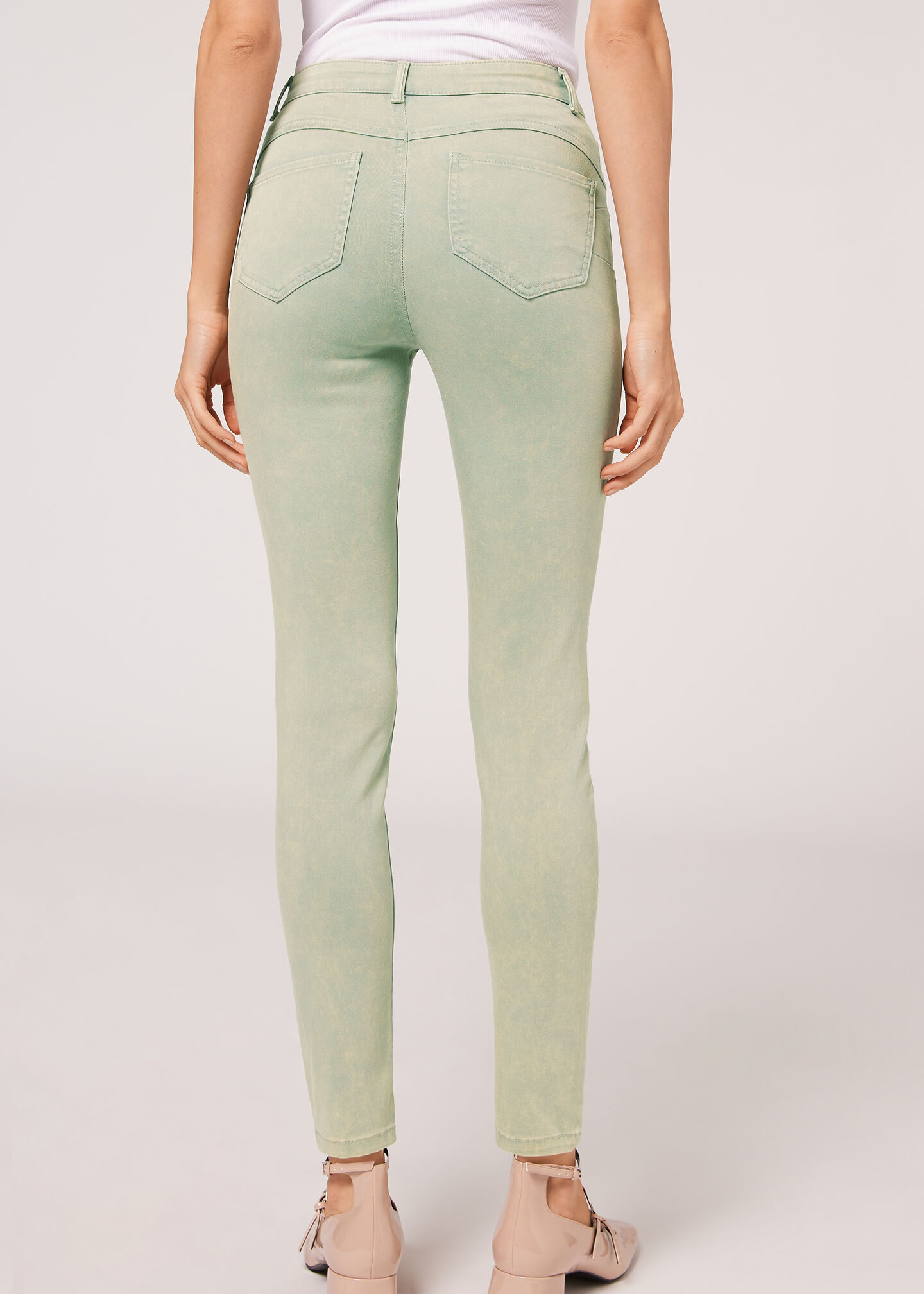 Skinny push-up traperice visokog struka od tkanine soft touch - Calzedonia