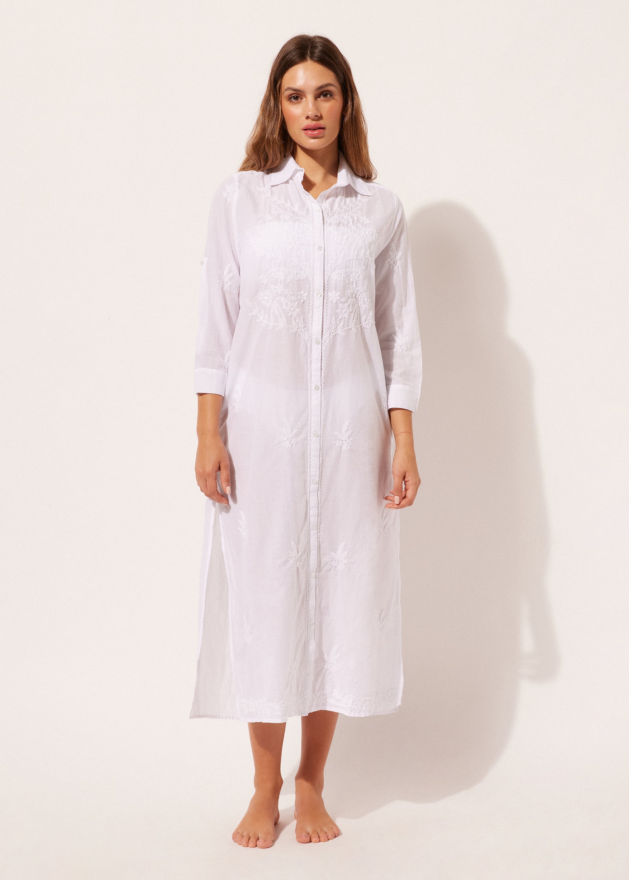 Embroidered Button-Down Maxi Dress - Calzedonia