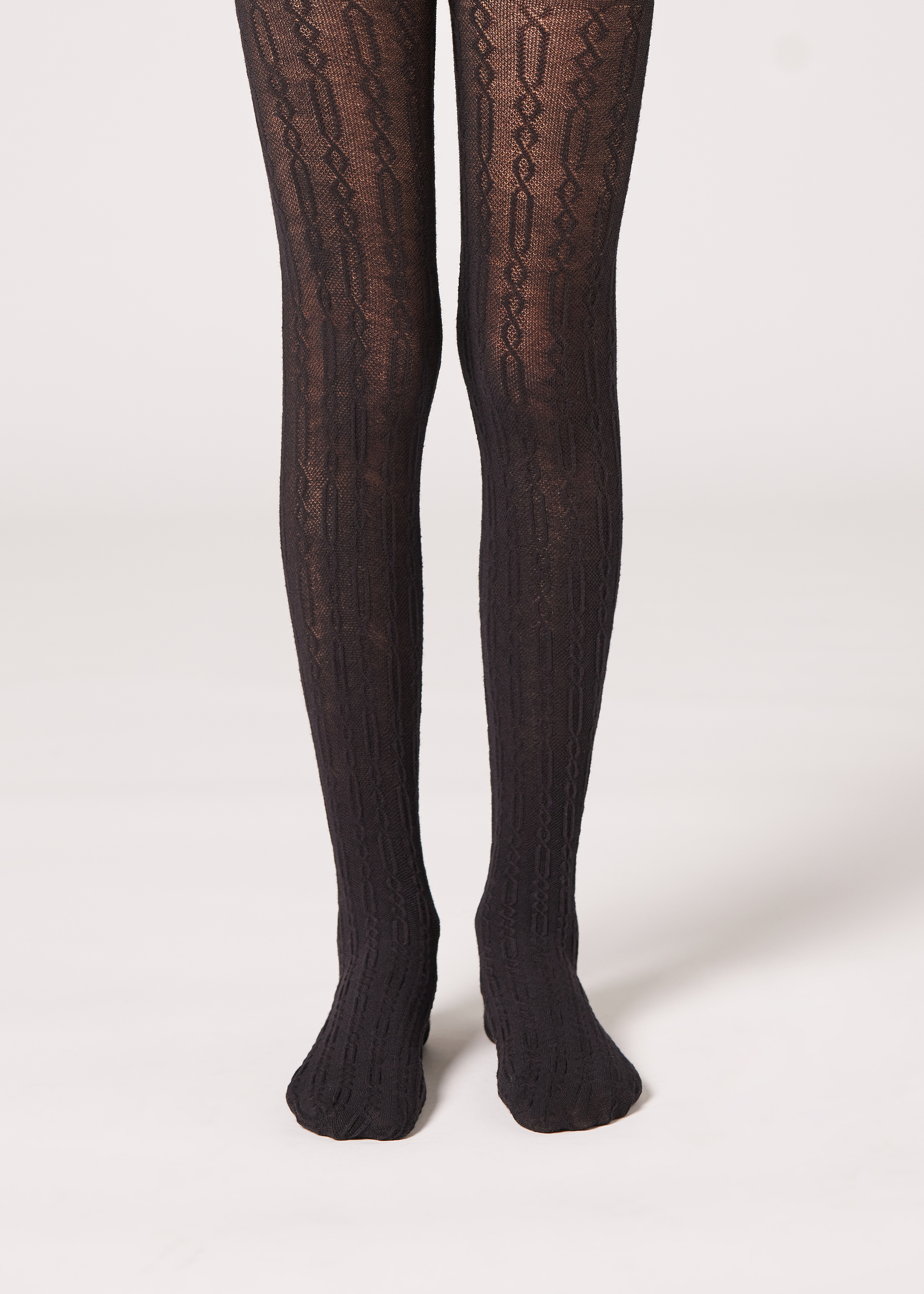 Girls’ Cable-Patterned Cotton Tights - Tights - Calzedonia