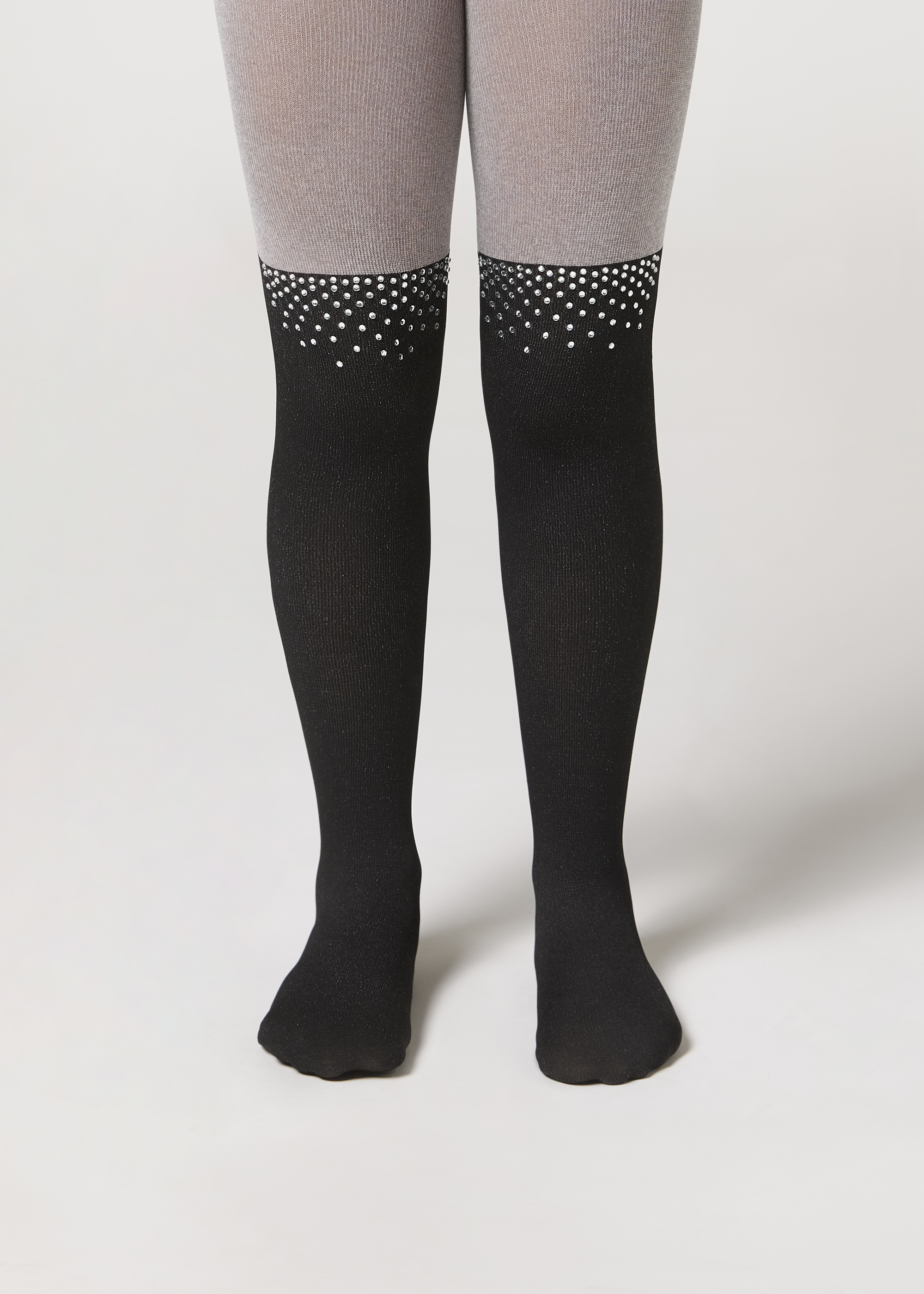 Girls Over-the-Knee Illusion Tights with Rhinestones - Calzedonia